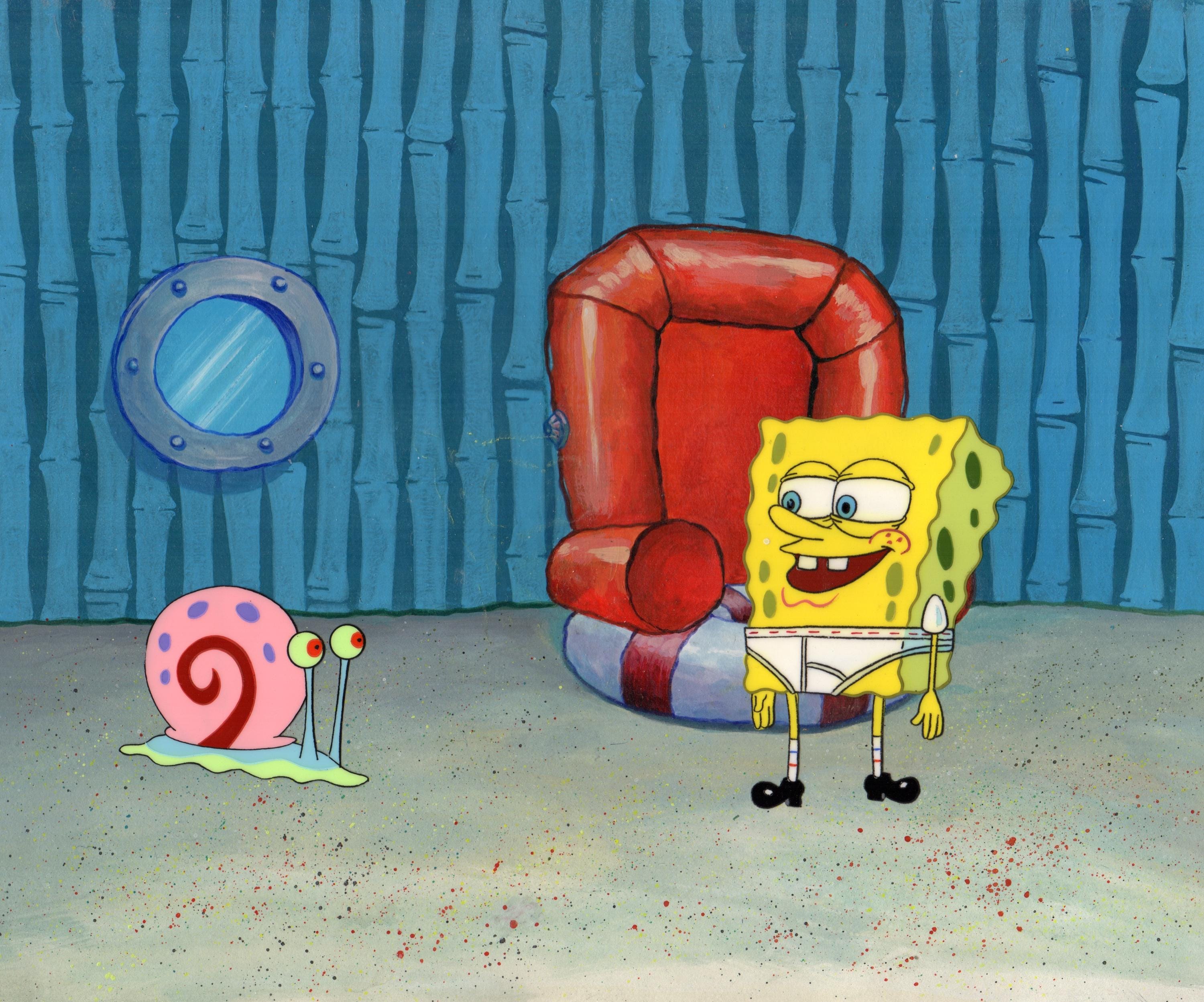 Spongebob Squarepants and Gary Production Animation Cel Setup AND ...