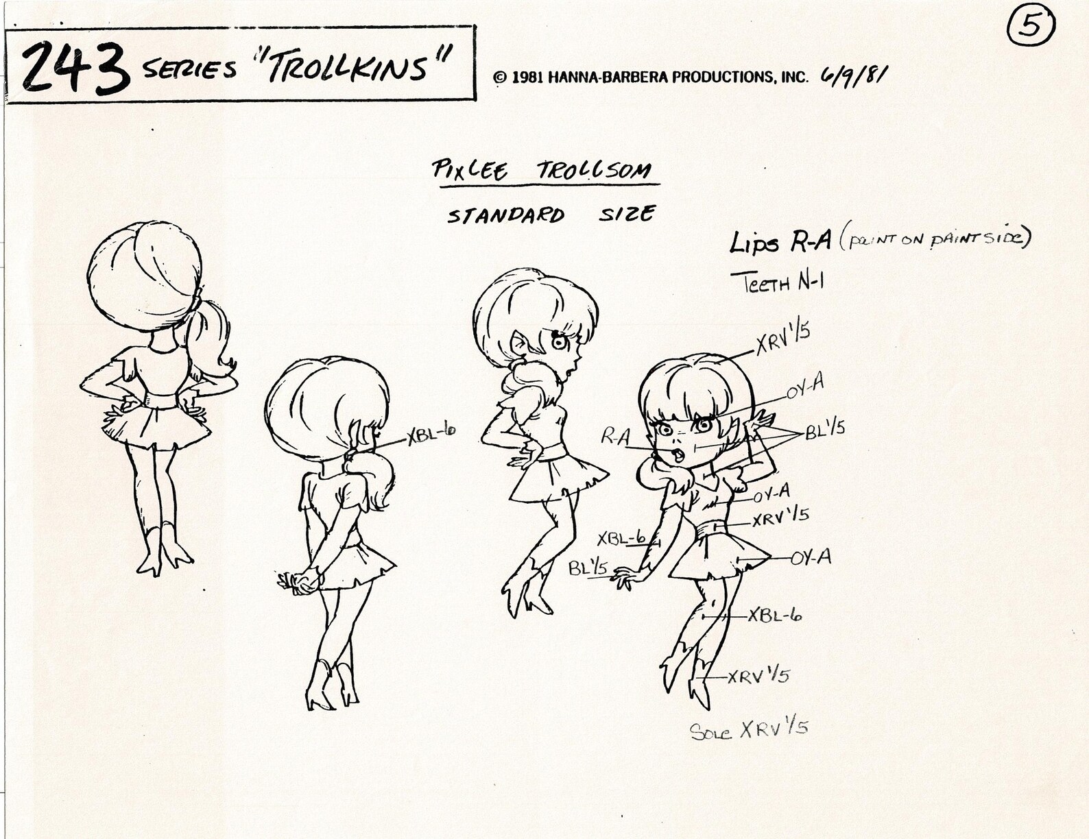Trollkins 1981 Production Model Sheet Copy Lot of 12 Pages From Hanna ...
