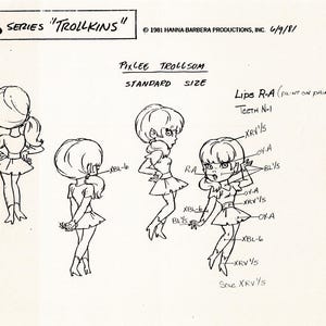 Trollkins 1981 Production Model Sheet Copy Lot of 12 Pages From Hanna ...