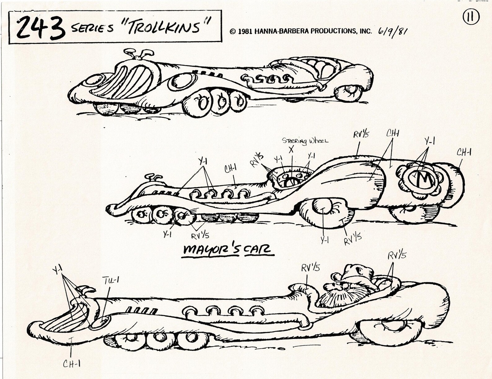 Trollkins 1981 Production Model Sheet Copy Lot of 12 Pages From Hanna ...