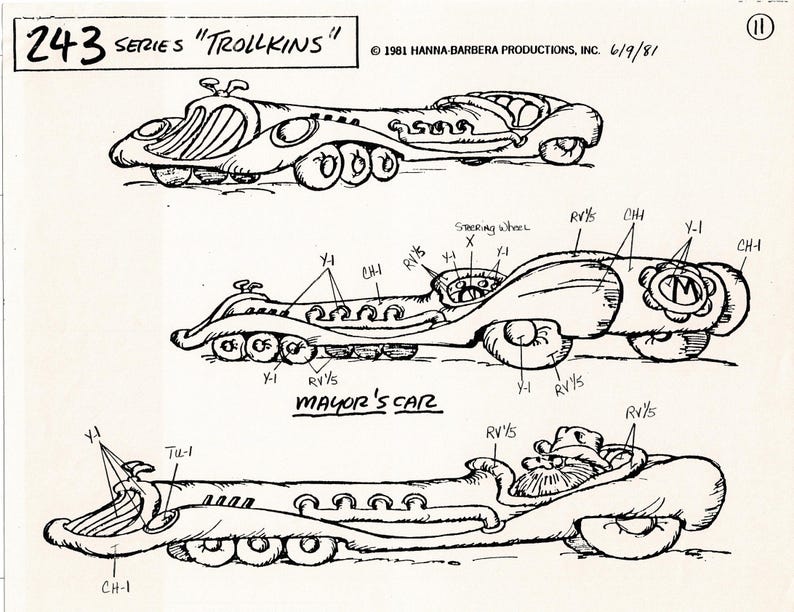 Trollkins 1981 Production Model Sheet Copy Lot of 12 Pages From Hanna ...