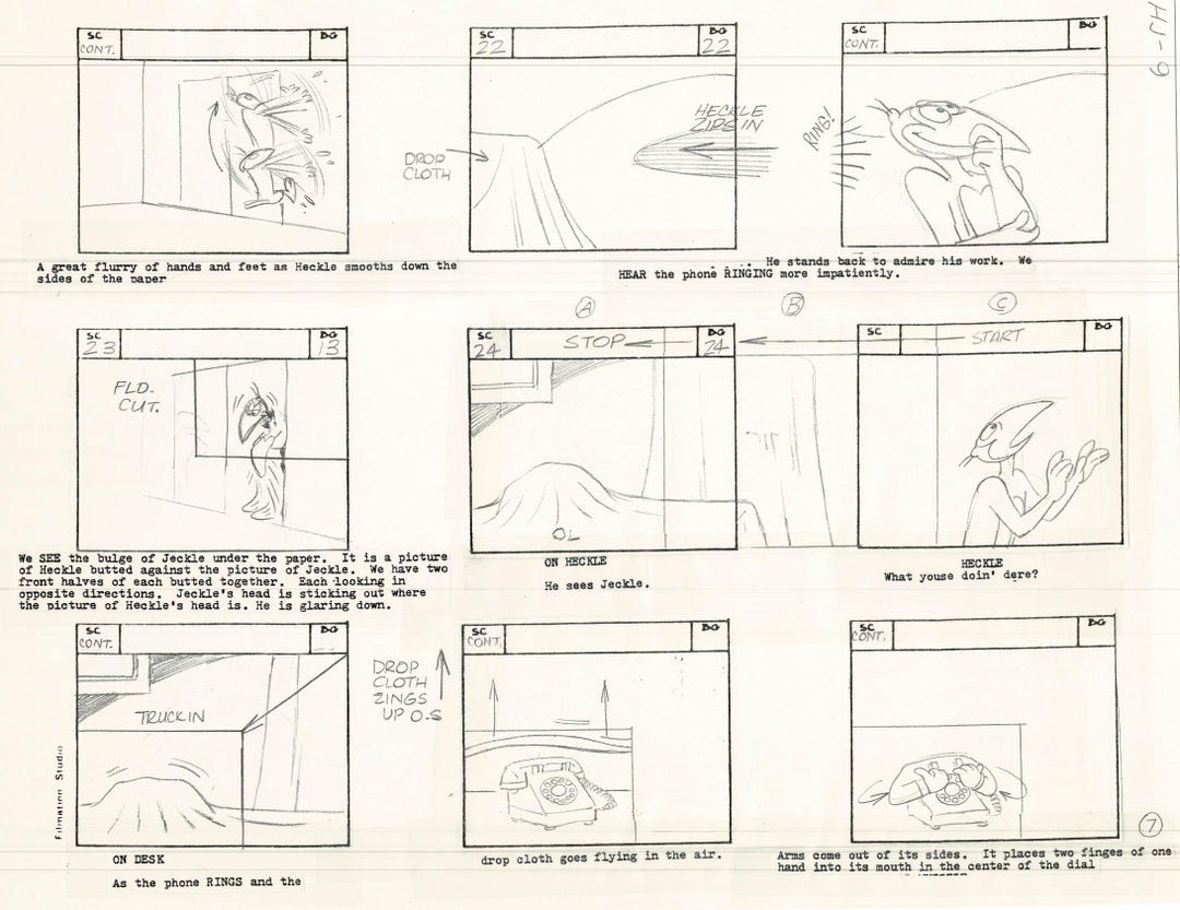 Heckle and Jeckle Storyboard Art Cartoon 2 Pages Vintage Filmation 1979 ...