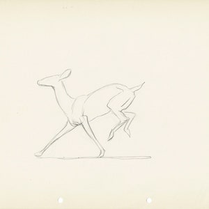 Walt Disney Rough Production Animation Cel Drawing or Study of a Deer ...