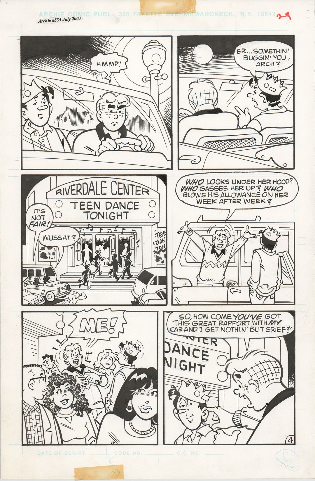 Archie 2003 Hand-inked Original Comic Book Page Art From #535 by Stan ...