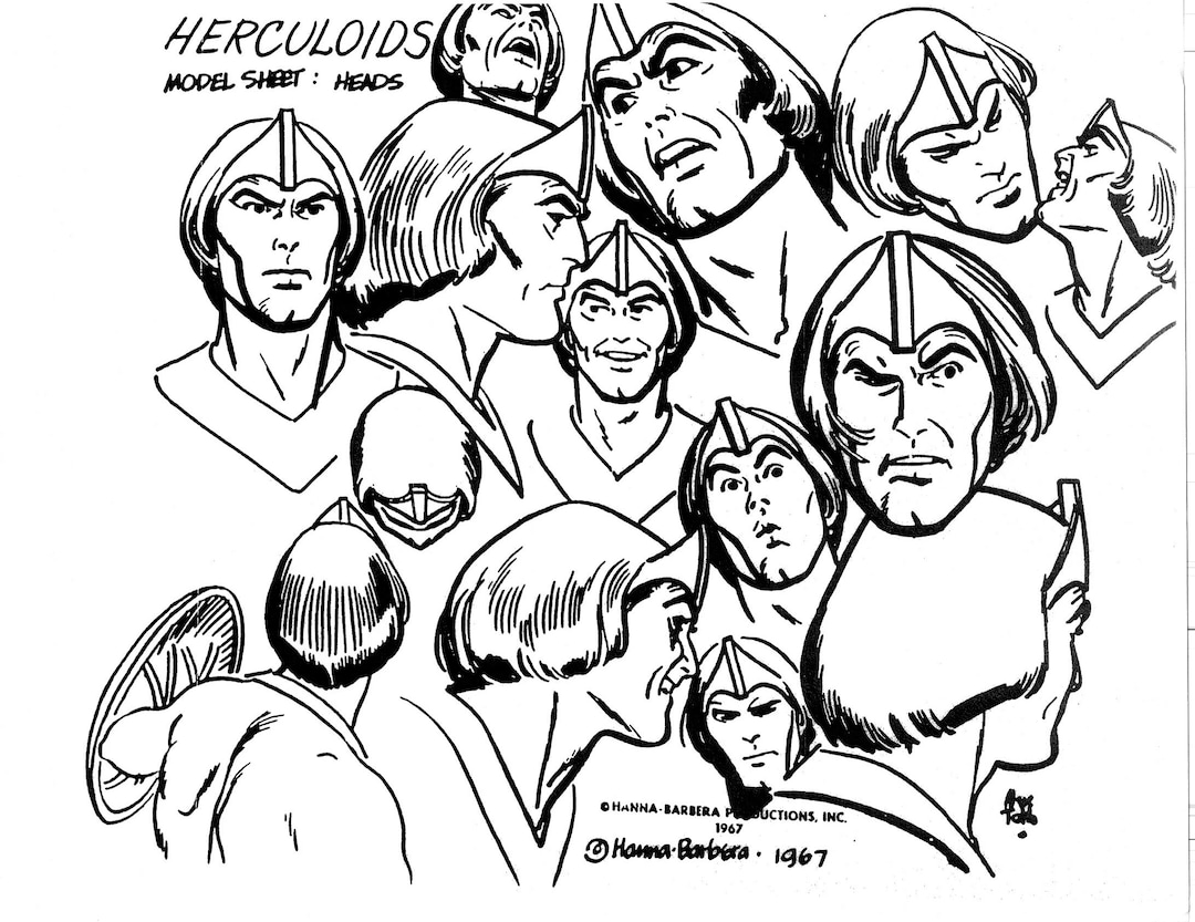 Alex Toth Herculoids Model Sheet Copy Lot 34 Pages 1967 Cartoon Hanna ...