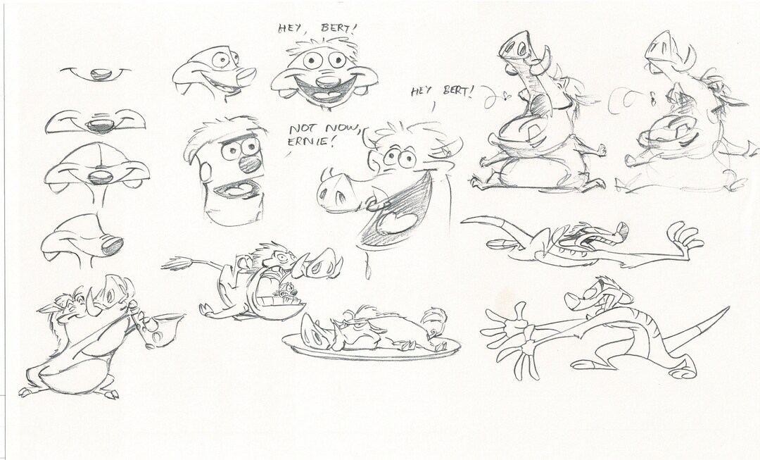 LION KING Timon N Pumbaa Disney Production Animation Drawing From ...