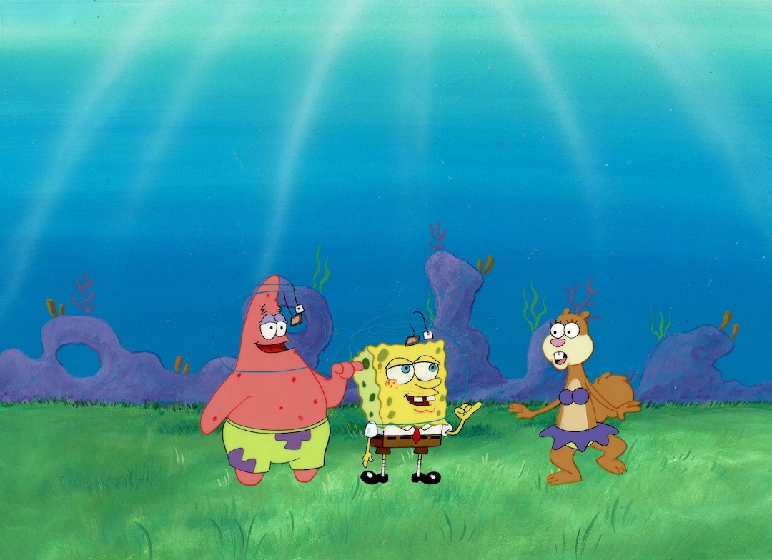 Spongebob Squarepants Patrick Sandy Cheeks Production Animation Cel ...