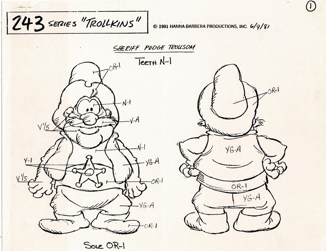 Trollkins 1981 Production Model Sheet Copy Lot of 12 Pages From Hanna ...