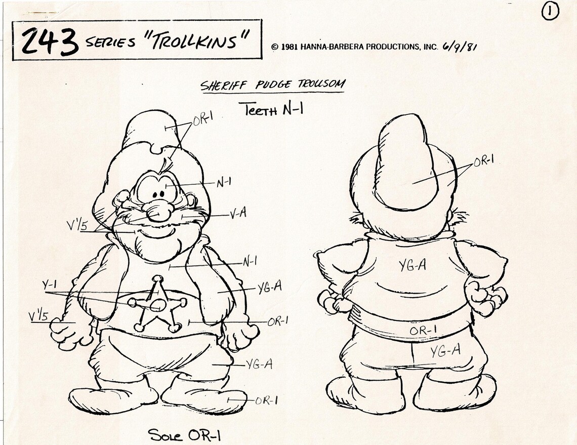 Trollkins 1981 Production Model Sheet Copy Lot of 12 Pages From Hanna ...