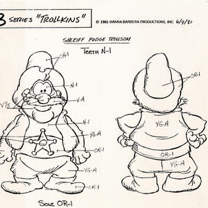 Trollkins 1981 Production Model Sheet Copy Lot of 12 Pages From Hanna ...