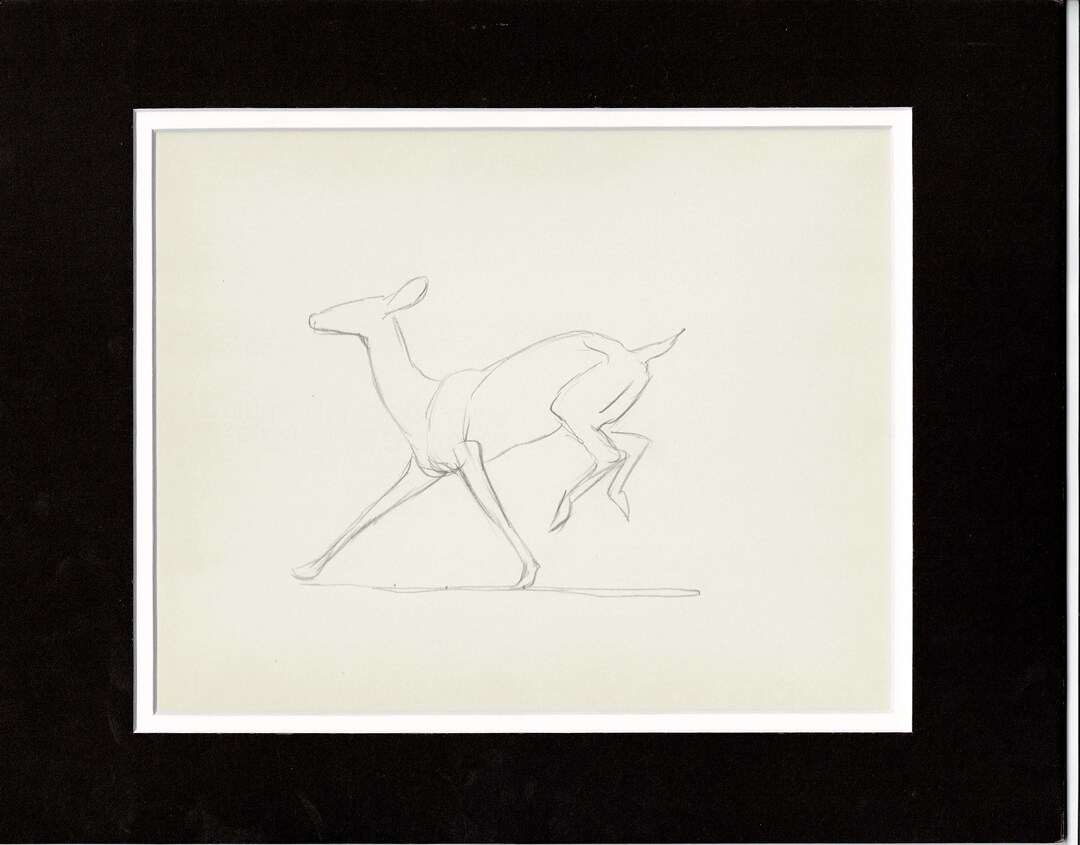 Walt Disney Rough Production Animation Cel Drawing or Study of a Deer ...