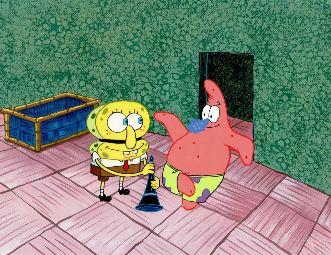 Spongebob Squarepants and Patrick Production Animation Cel Setup AND ...
