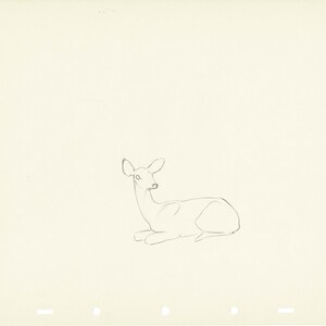 Walt Disney Rough Production Animation Cel Drawing or Study of a Deer ...