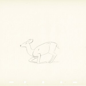 Walt Disney Rough Production Animation Cel Drawing or Study of a Deer ...