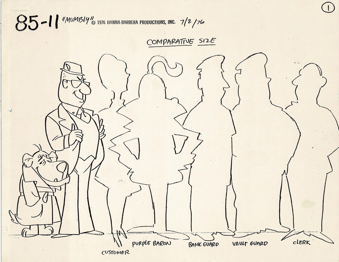 Mumbly Cartoon Show 1976-7 Model Sheet Copy Lot of 12 Pages Hanna ...