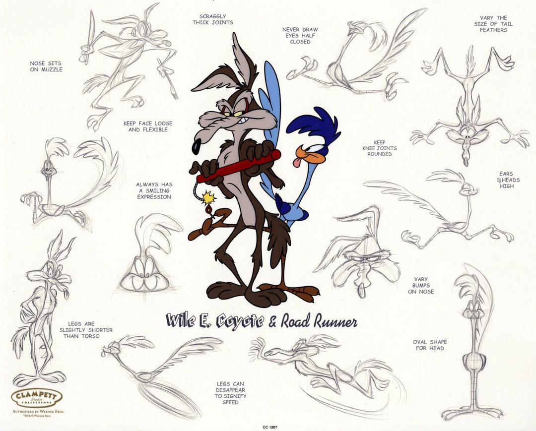 Wile E Coyote and Road Runner Model Sheet Warner Brothers Limited ...