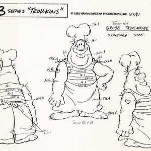 Trollkins 1981 Production Model Sheet Copy Lot of 12 Pages From Hanna ...
