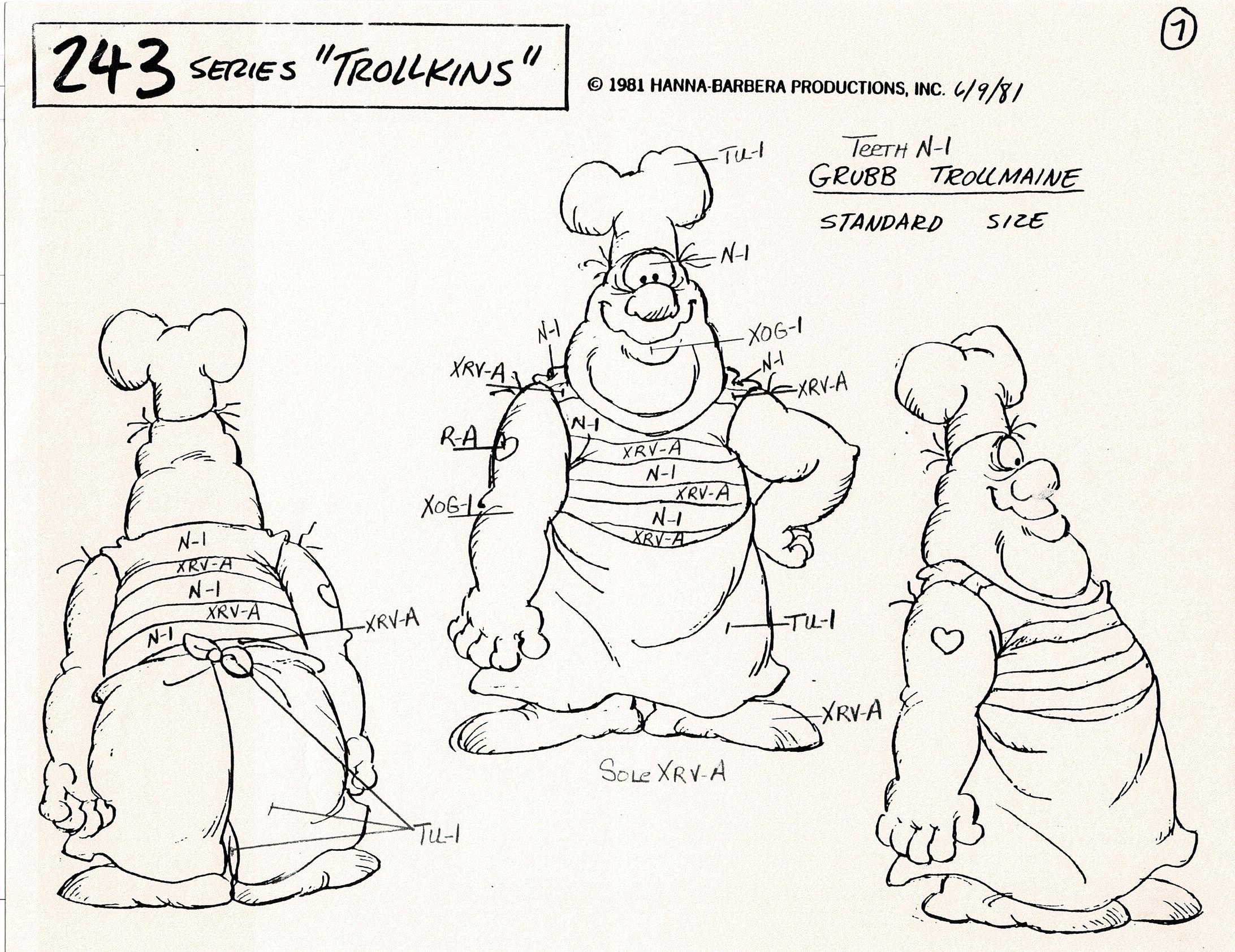 Trollkins 1981 Production Model Sheet Copy Lot of 12 Pages From Hanna ...