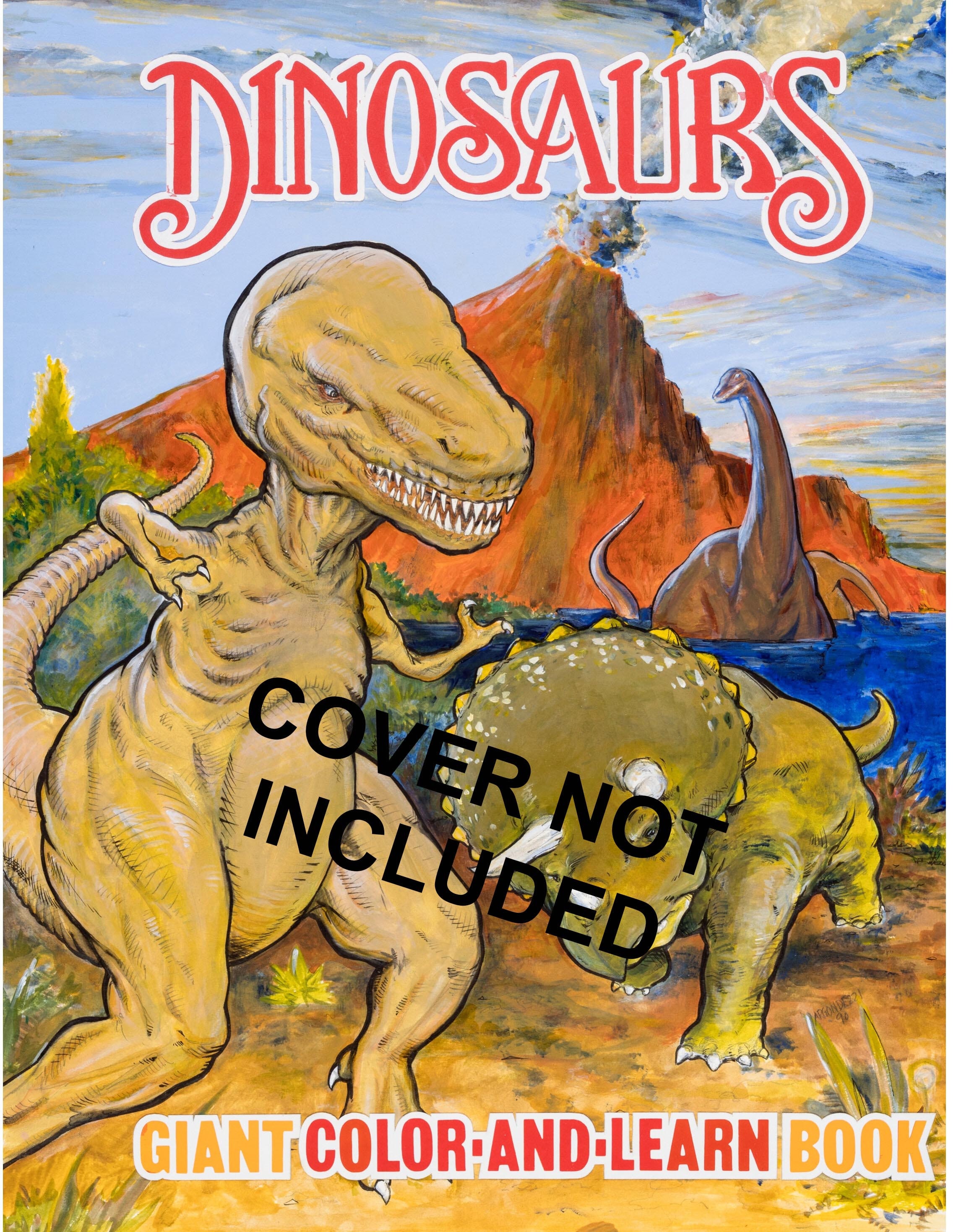 Dinosaurs Coloring Book Page Hand-inked Illustration Drawing From ...