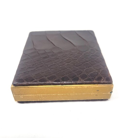 Vintage Chocolate Brown Alligator Cigarette Case - Gem