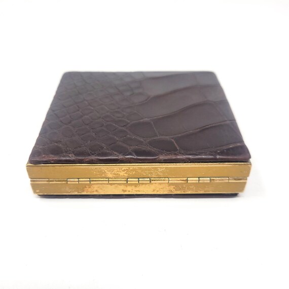 Vintage Chocolate Brown Alligator Cigarette Case - Gem