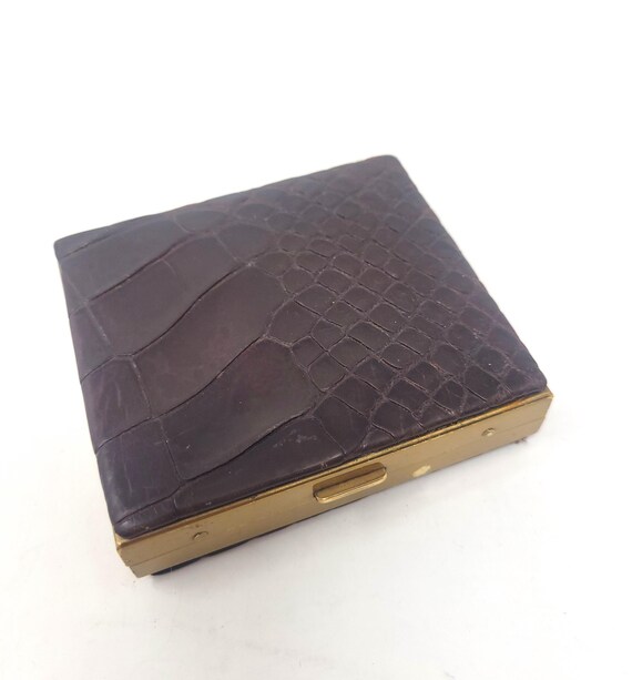Vintage Chocolate Brown Alligator Cigarette Case - Gem