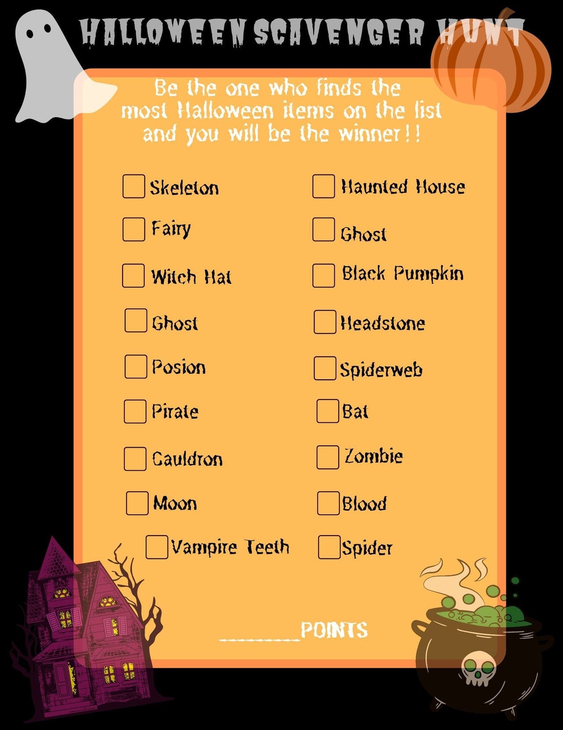 Halloween Scavenger Hunt- Printable Digital PDF File - Etsy