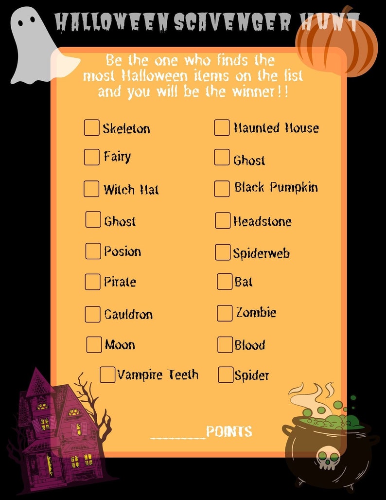 Halloween Scavenger Hunt- Printable Digital PDF File - Etsy