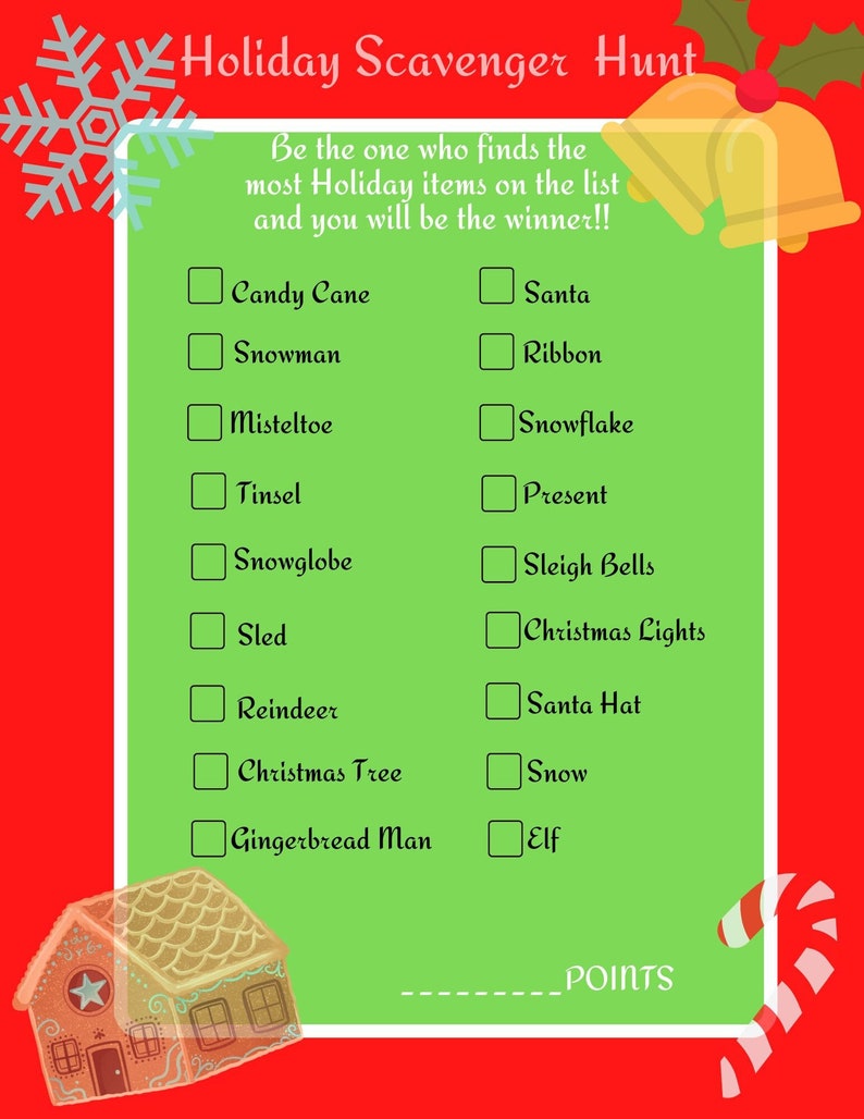 Holiday Scavenger Hunt- Printable Digital PDF File - Etsy