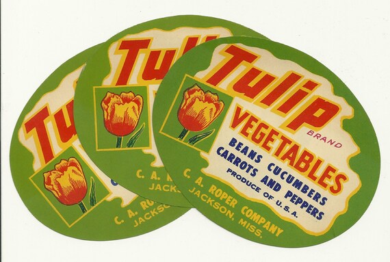 3 Original Vintage Tulip Brand Vegetables Crate Labels From C. | Etsy