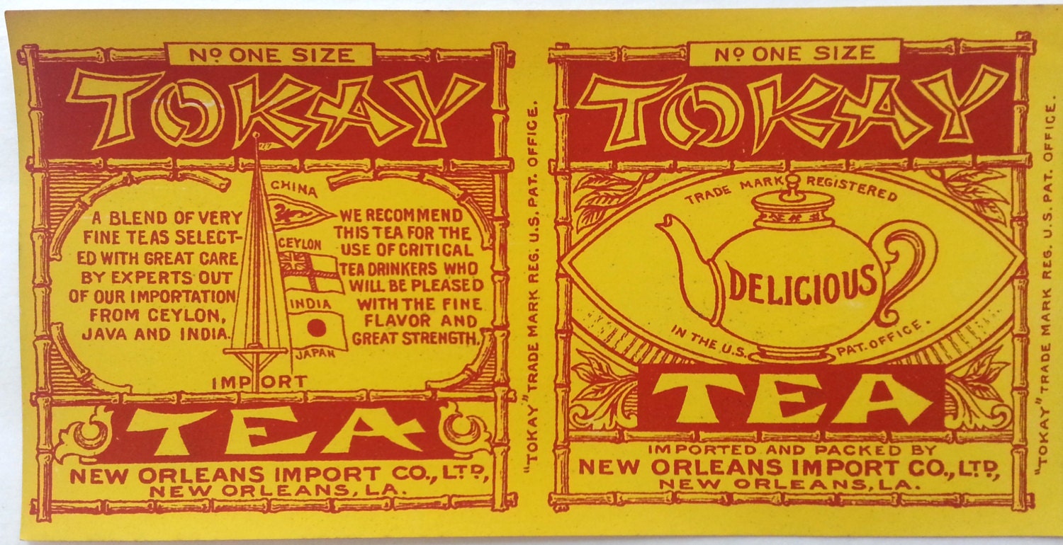 Tokay Tea Original Vintage Large Can Label New Orleans Import | Etsy