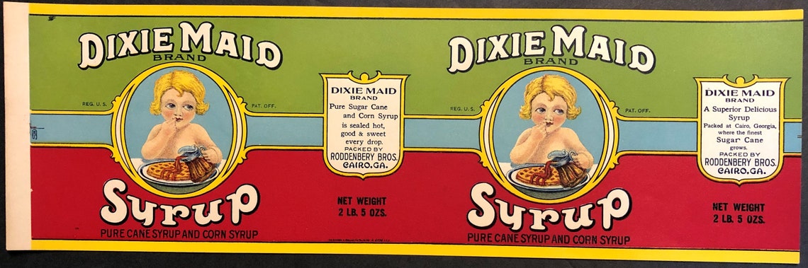 Dixie Maid Syrup Original Unused Vintage Tin Can Label | Etsy