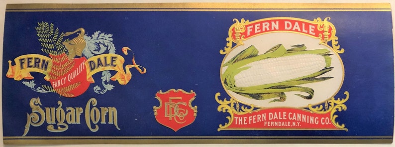 FERN DALE Sugar Corn Vintage 1920's Can Label Fern Dale - Etsy