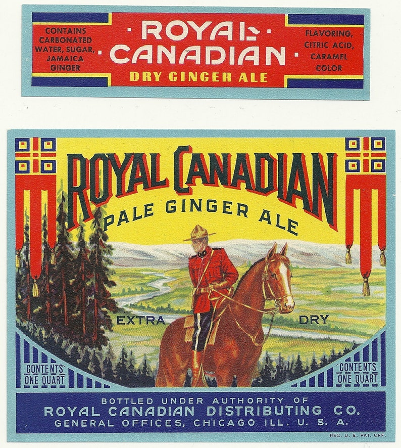 Unused 1950's Royal Canadian Dry Ginger Ale Bottle Label & - Etsy