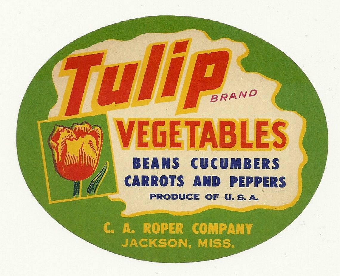 3 Original Vintage Tulip Brand Vegetables Crate Labels From C. | Etsy