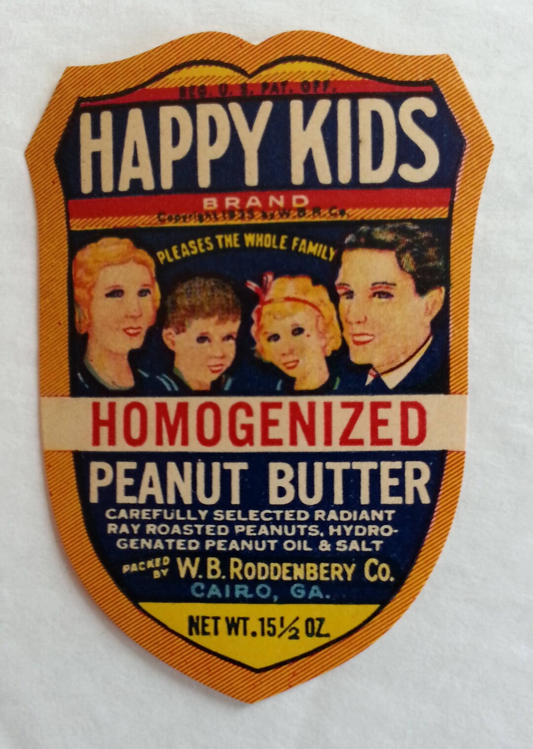 Original Unused Vintage 1930's Happy Kids Peanut Butter Label W. B ...