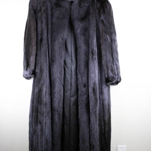 MINK FUR COAT ϟ Genuine Vintage Chevron Collar Long Full Length ...