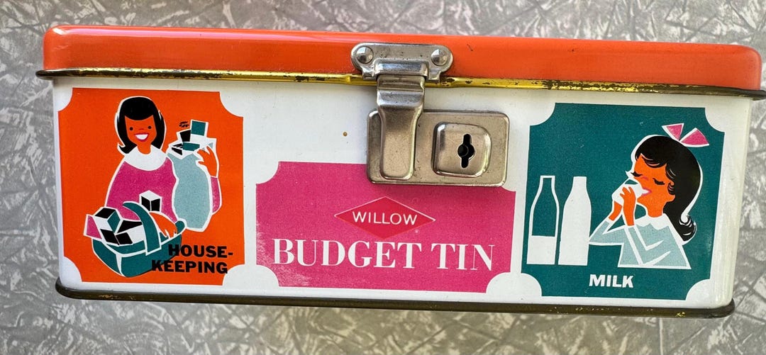 1960s Vintage Willow Budget Tin – 20cm X 15cm (7.9" X 5.9 ...