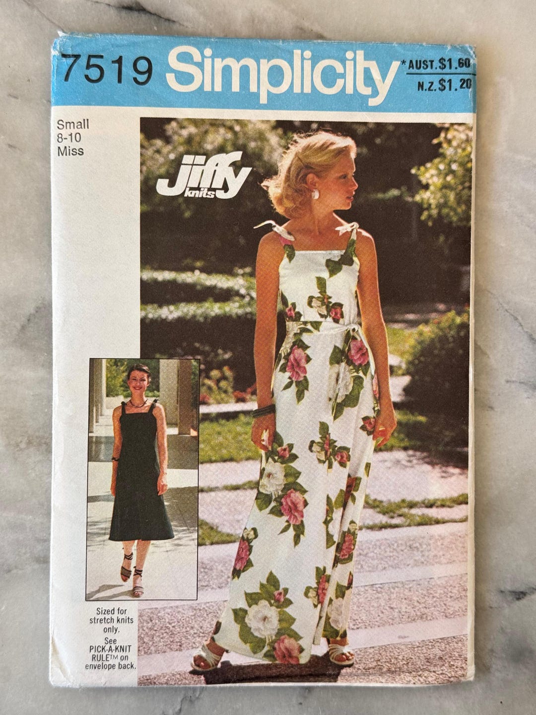 1976 Simplicity 7519 Sewing Pattern - Misses' Jiffy Knit Dress (sizes 8 ...