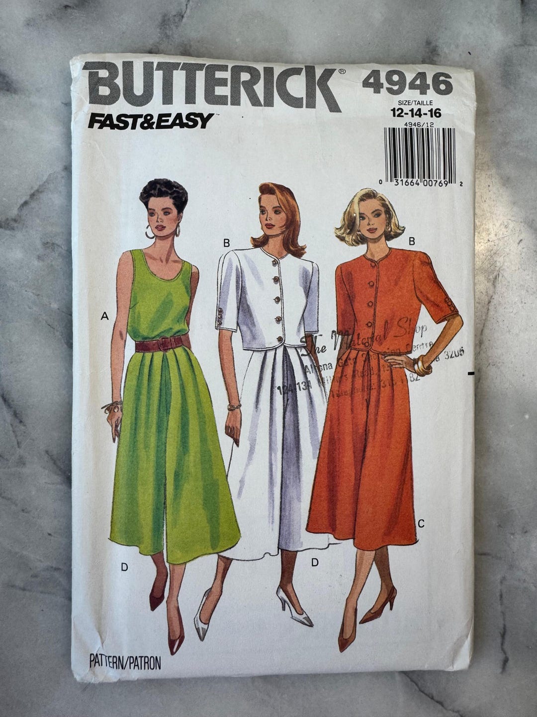 1990 Butterick 4946 Sewing Pattern – Misses’ Top, Jacket & Culottes ...