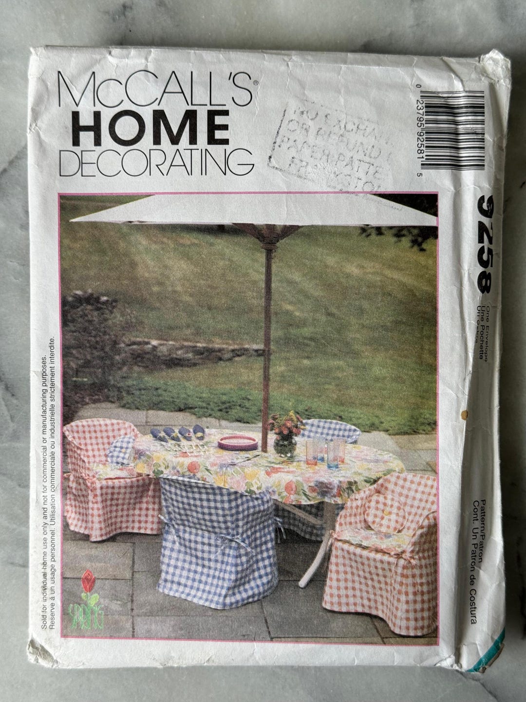 1998 Vintage Mccall's 9258 Sewing Pattern – Patio Chair & Table Covers ...