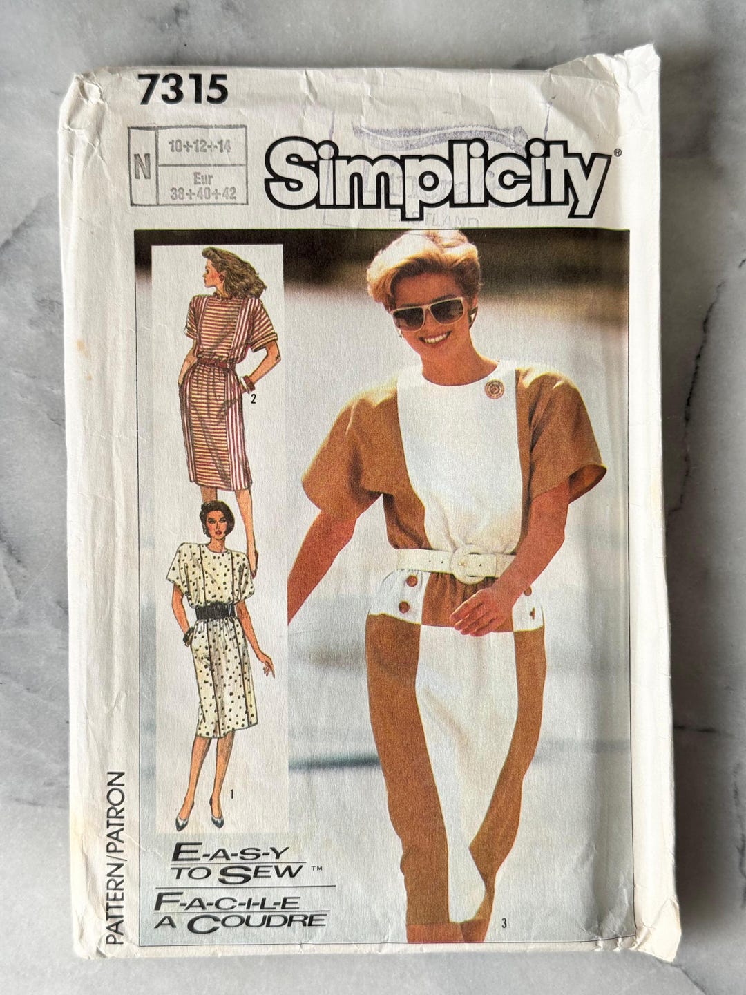 1985 Vintage Simplicity 7315 Sewing Pattern – Easy to Sew Dress – Size ...