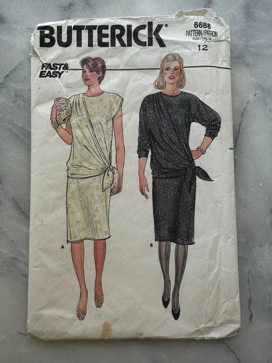 1980s Butterick 6688 Sewing Pattern - Pullover Dress (size 12 ...