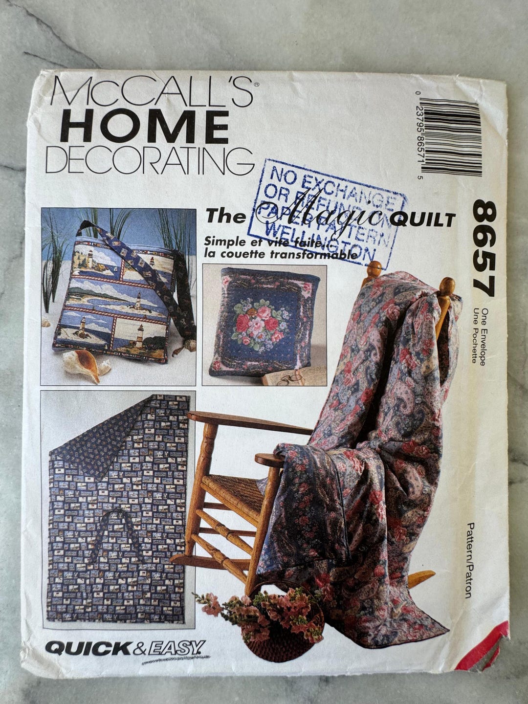 1997 Vintage Mccall’s 8657 Sewing Pattern – Magic Quilt & Tote Pillow ...