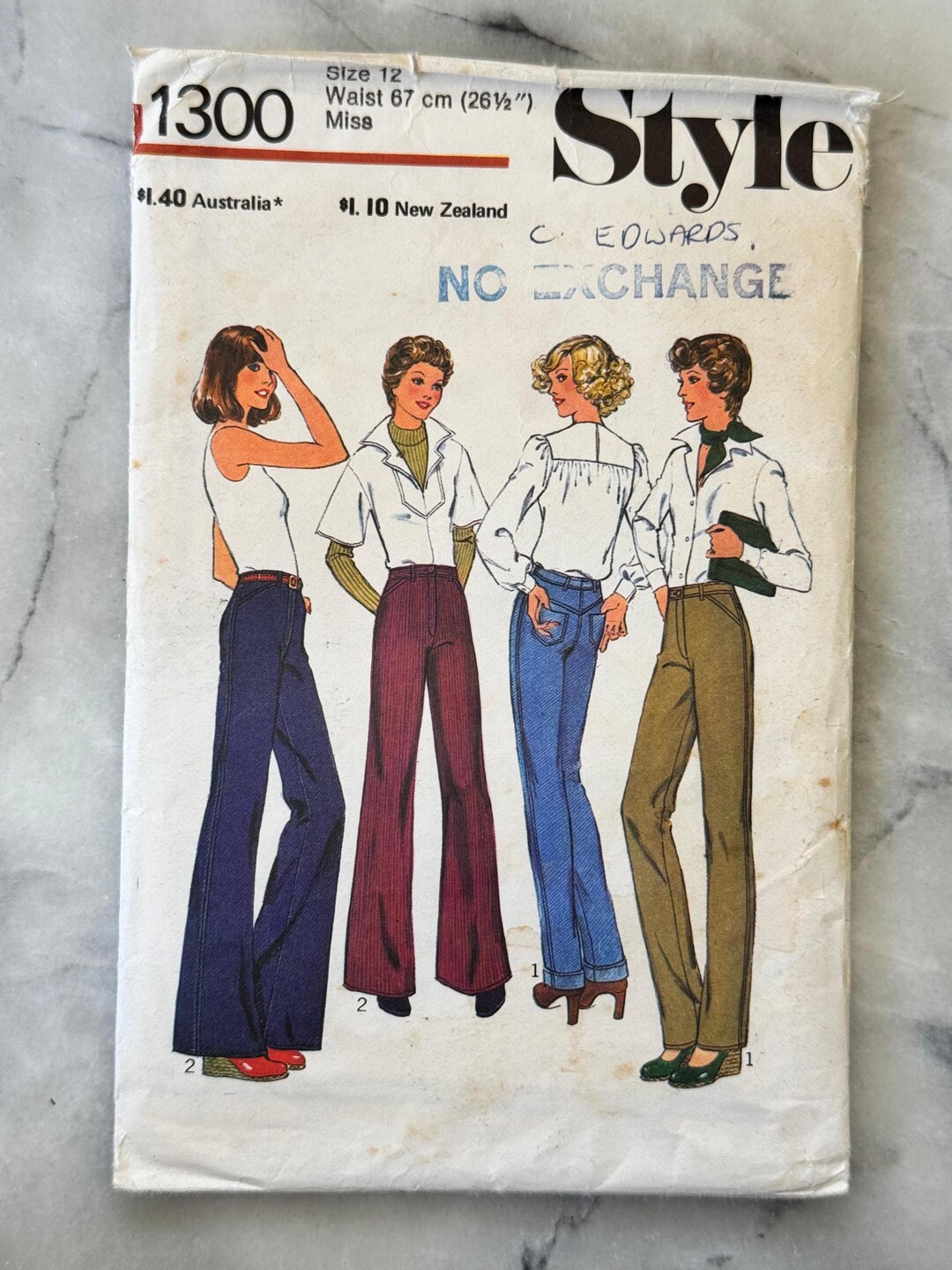 1975 Style 1300 Sewing Pattern – Misses’ Flared Trousers (size 8-16 ...
