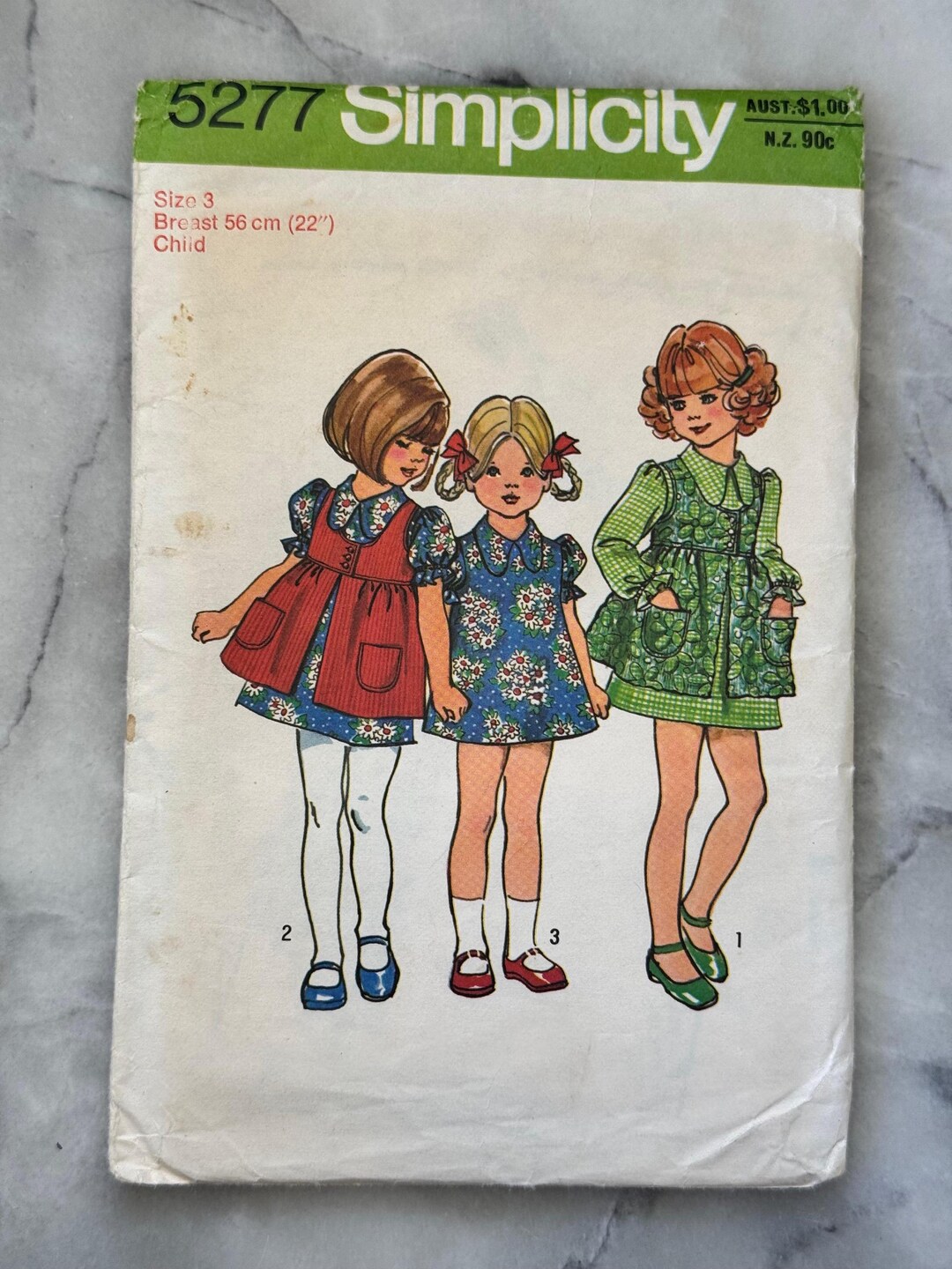 1973 Simplicity 5277 Sewing Pattern - Child’s Dress and Smock (size 3 ...