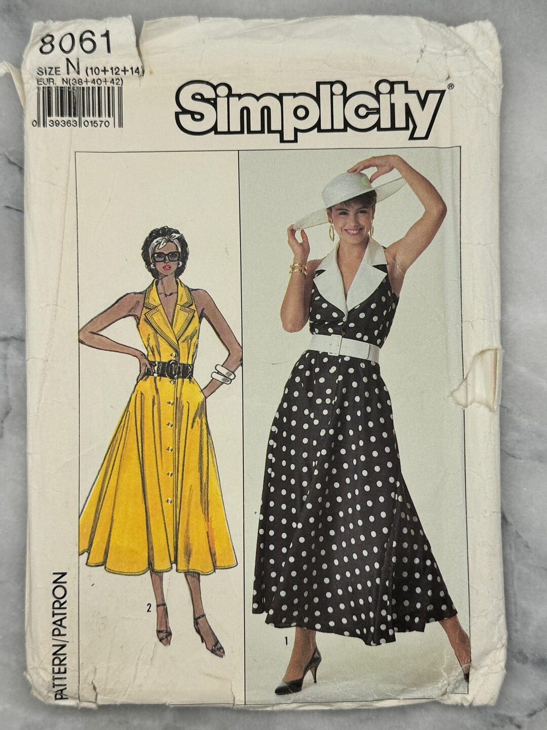 1987 Simplicity 8061 Sewing Pattern - Misses’ Sleeveless or Sleeved ...