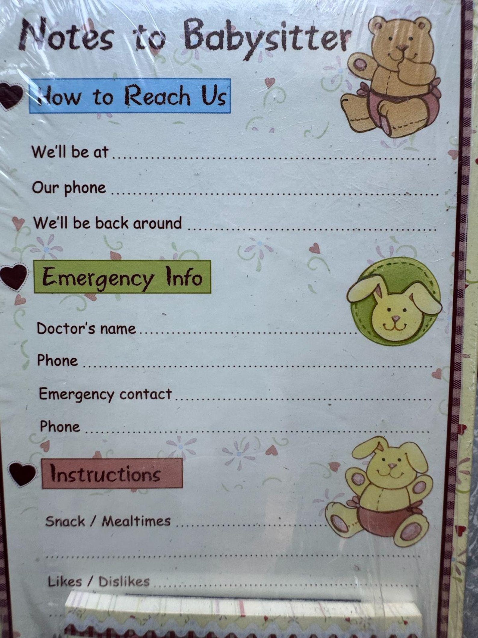 2000s New Seasons “notes to Babysitter” Magnetic Pad – Illustrated by ...