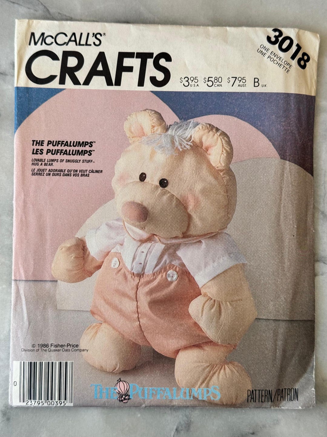1987 Mccall's 3018 Sewing Pattern - the Puffalumps Plush Bear - Vintage ...