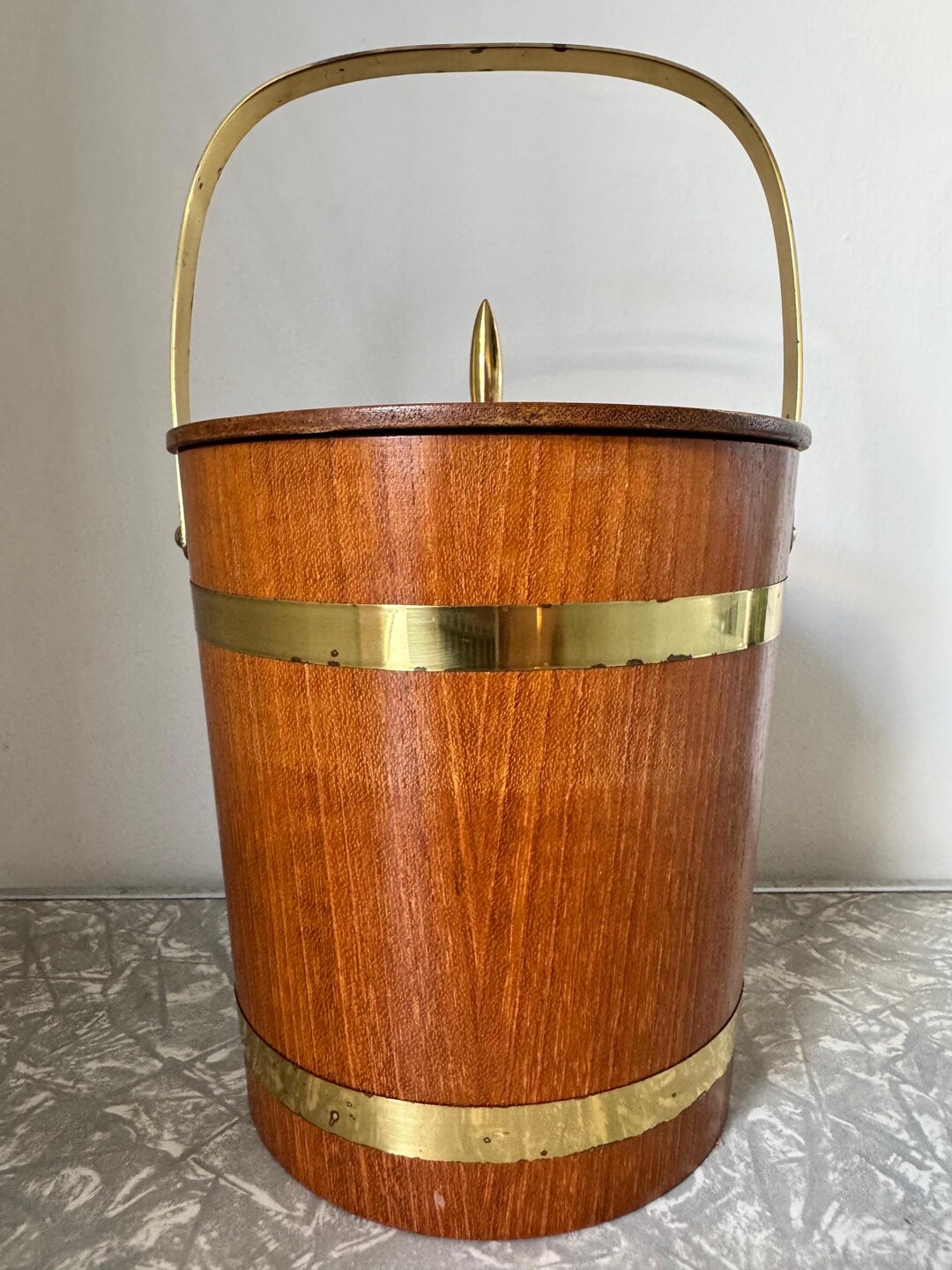 1970s Vintage Gold-toned Wood Ice Bucket With Lid and Handle – Retro ...
